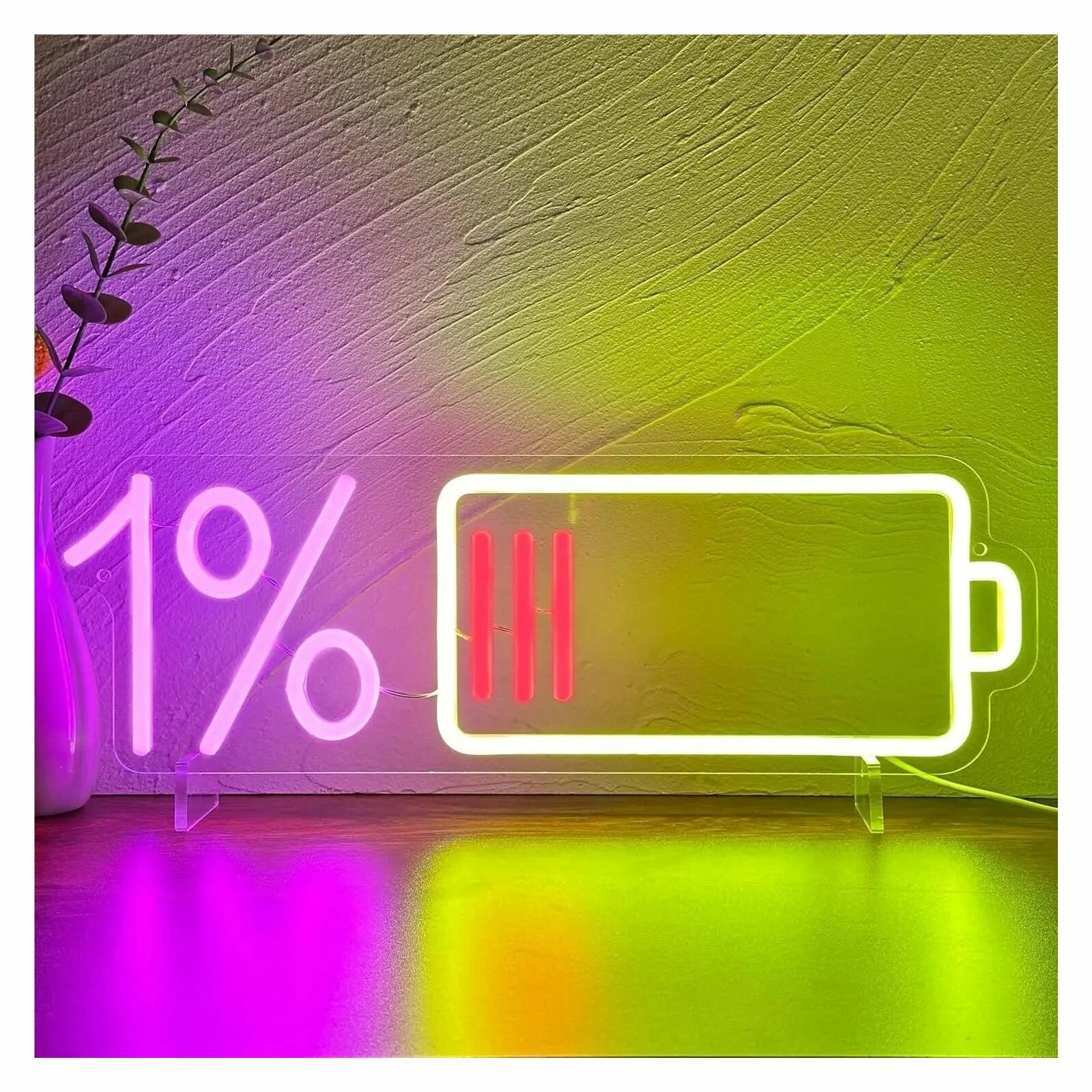 1% Неоновая Вывеска LED Освещает Декор Стен 45х16,7см
