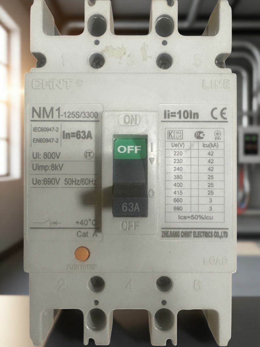 Выключатель автоматический 3п 63А 25кА NM1-125S/3300 63A CHINT (с хранения)