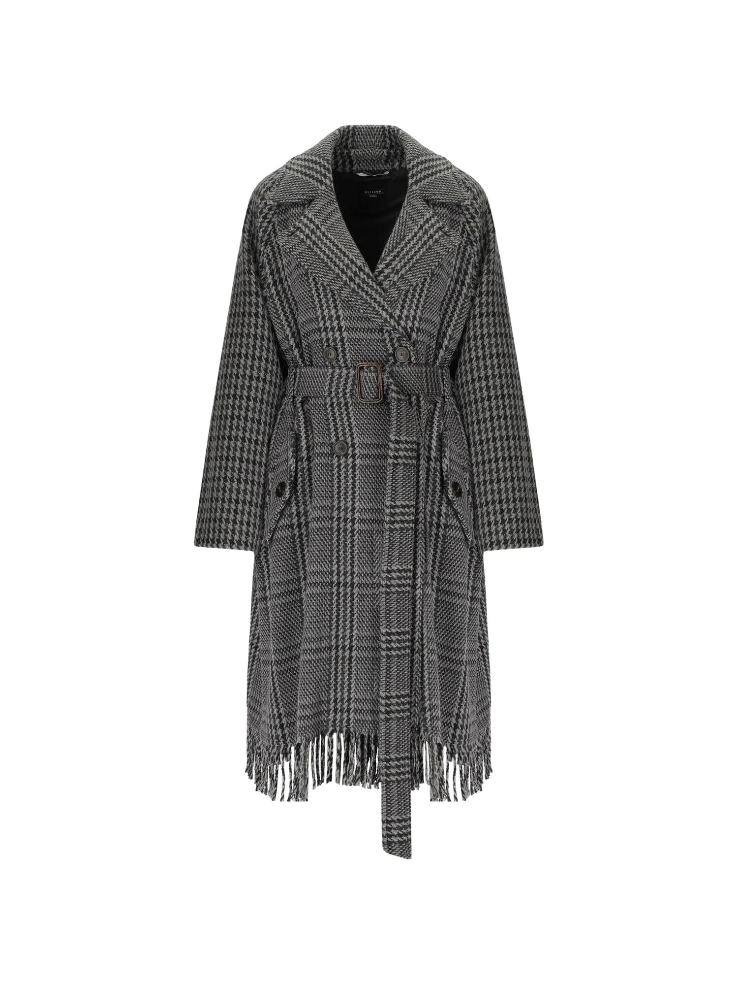 Пальто Checked fringed coat