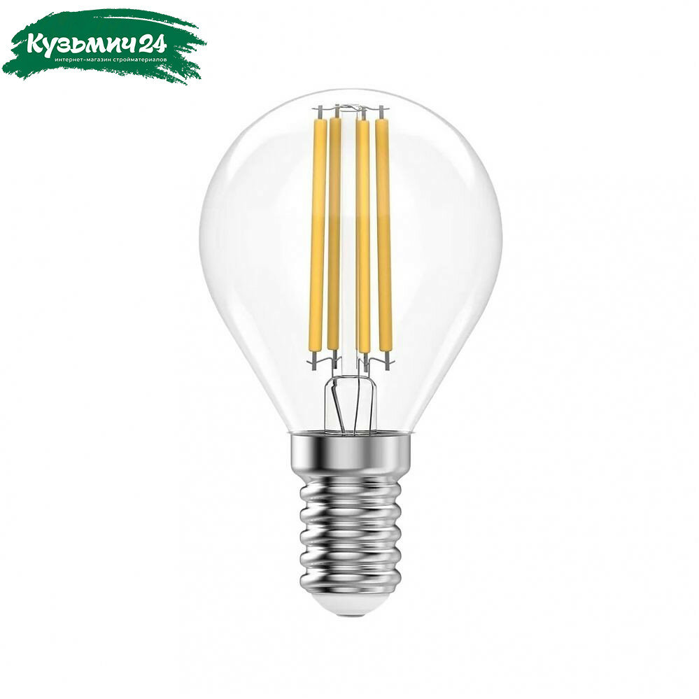 Лампа светодиодная филаментная Gauss Filament Elementary 52118, Шар, Е14, 8Вт, 2700К, теплый белый свет