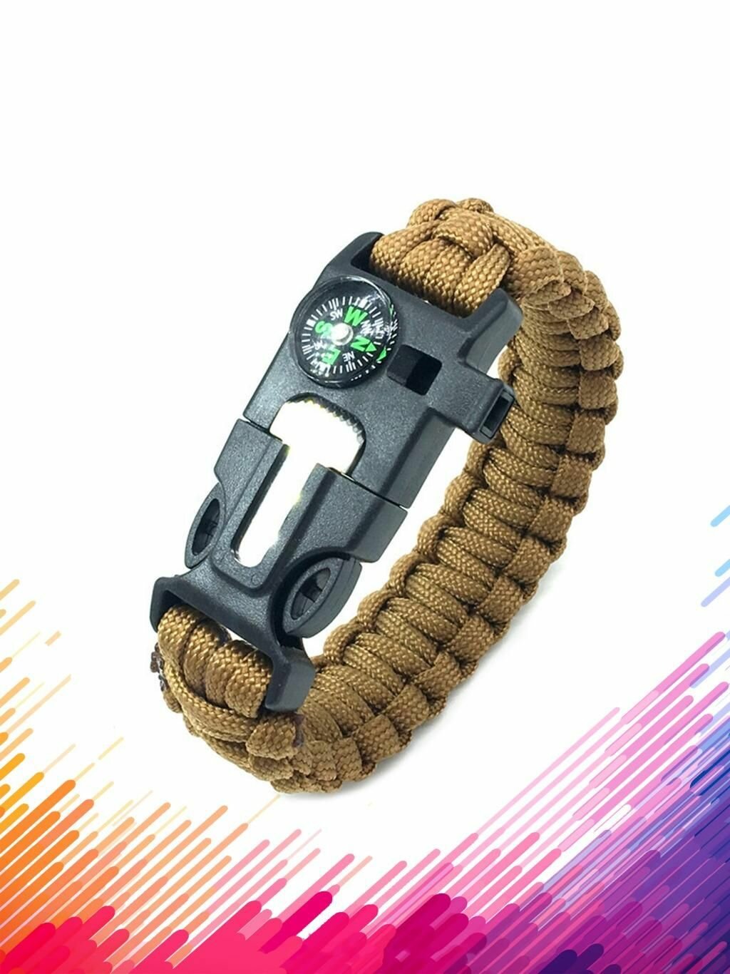 Браслет выживания из паракорда, волк коричневый