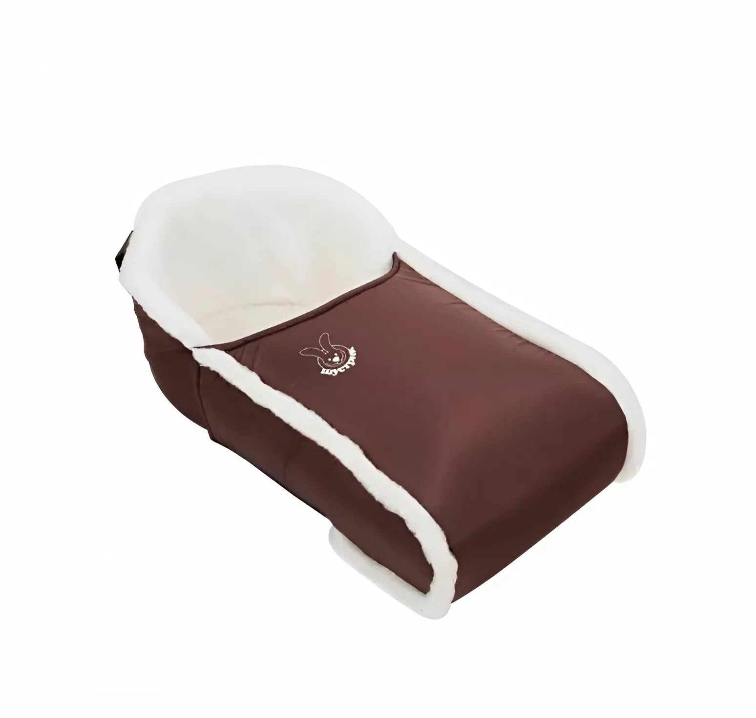 Утеплитель для санок универсальный, матрас, меховой с конвертом для ног на молнии, шоколад