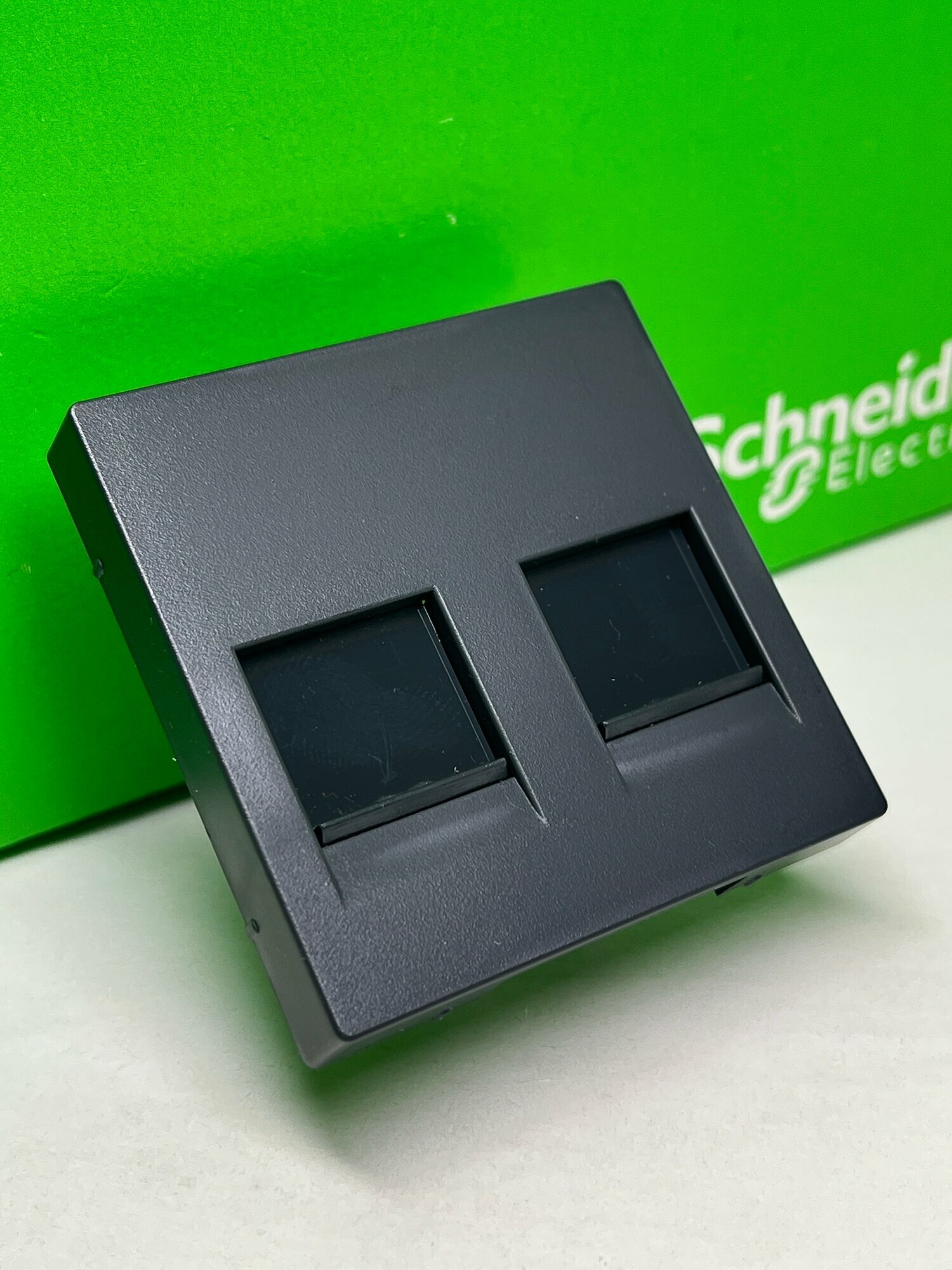 Лицевая панель Schneider Electric Merten System M для модульных штепсельных разъемов, 2 поста. Антрацит MTN4562-0414