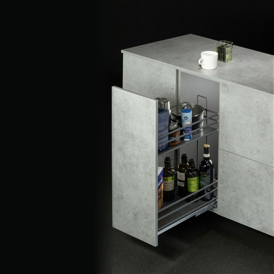 Бутылочница в базу 300 мм 2-уровнивая с доводчиком , пласт. поддон, серый