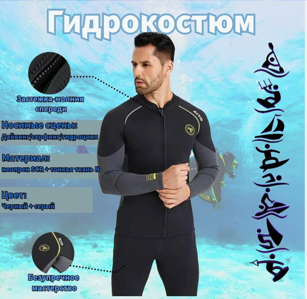 Гидрокостюм с раздельным верхом 1,5 мм /(Только верхняя одежда)