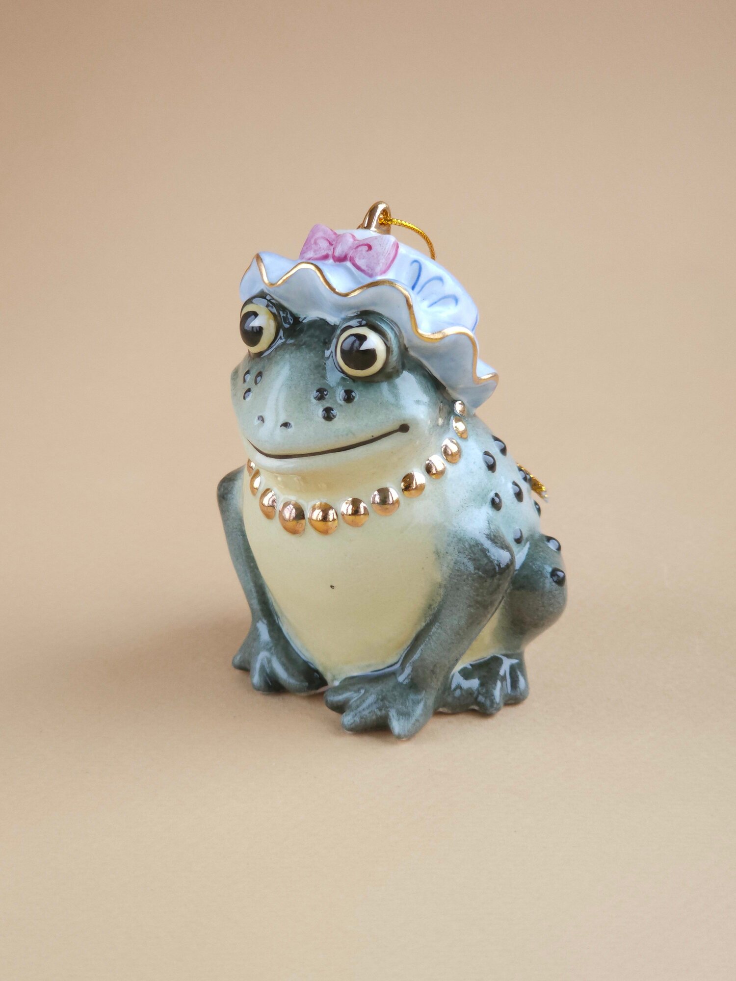 Ёлочная игрушка "Жаба". Ярославская майолика. Керамика ручной работы. Сделано в России.