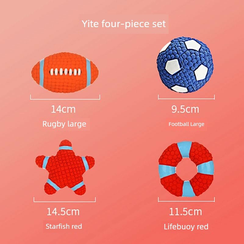 Комплект Yite из 4 игрушек для собак: футбол, регби, волейбол и теннис, звуковые