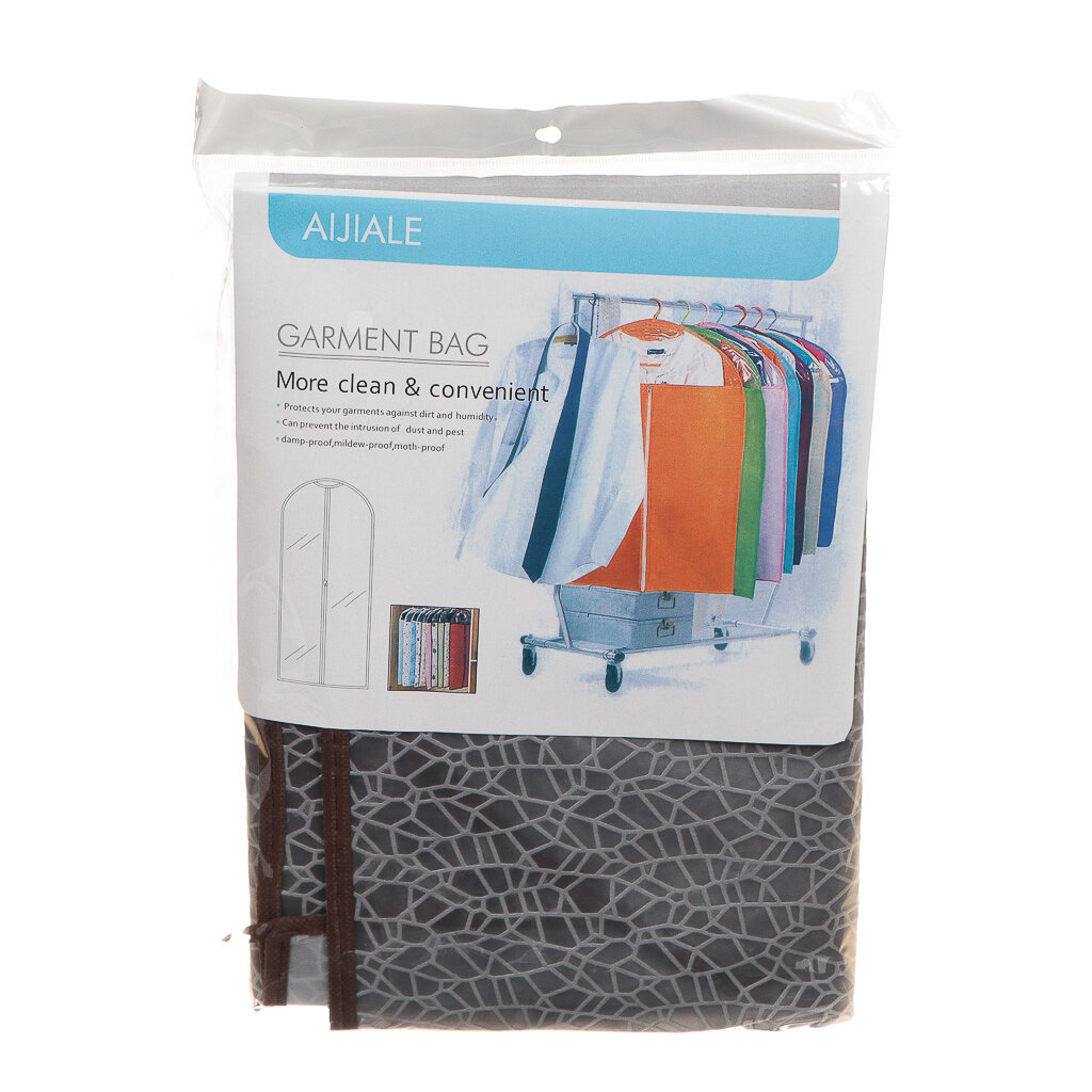 Чехол для одежды 70х120 см Листья Y454, защитный кофр из полиэстера на молнии для хранения платьев и костюмов.