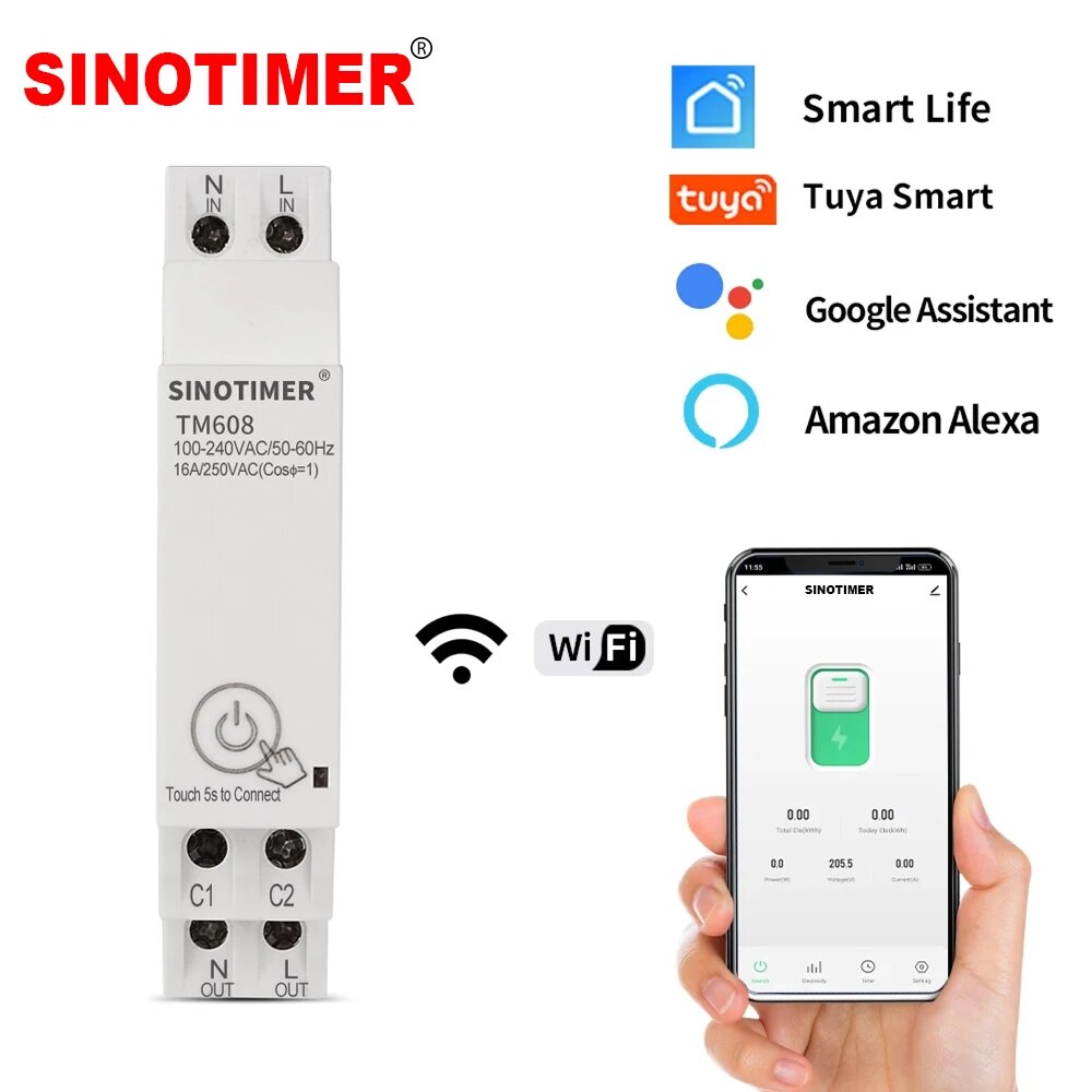 SINOTIMER TM608/TM609 WiFi таймер-выключатель TM608-WiFi KWh Meter