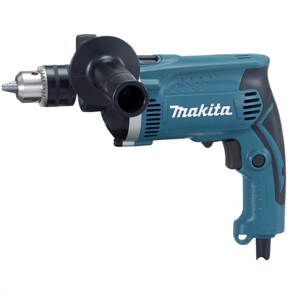 Сетевая ударная дрель Makita HP1630, от сети, с боковой рукояткой, ключевой патрон