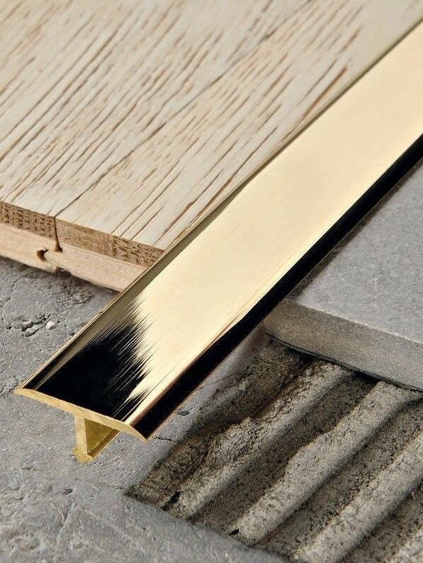 Т образный профиль 15 мм соединитель для пола латунный PCROL Progress profilles, Латунь полированная 2700 мм -1 шт