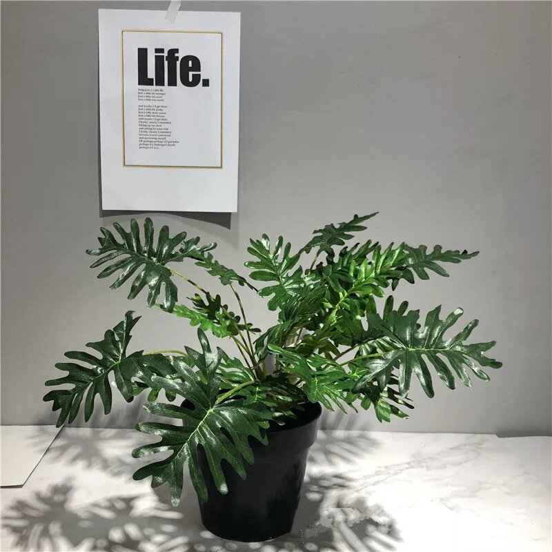 40 см 23 головки искусственная зеленая редкая монстера комнатный Шелковый в горшке для гостиницы гостиной балкона Рождественский домашний декор