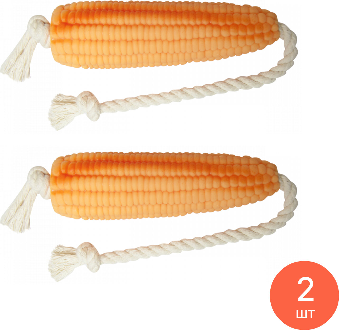 Игрушка для собак Зооник кукуруза на верёвке 14.5см (комплект из 2 шт)