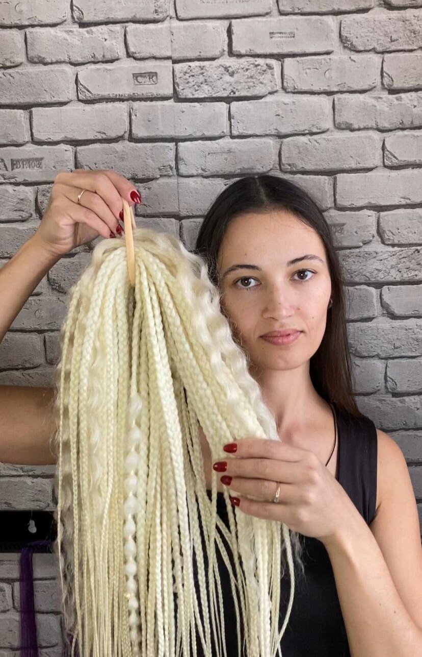 Комплект кос и кудри Push Up D.E. с бусинами 54шт 371г 55-60см