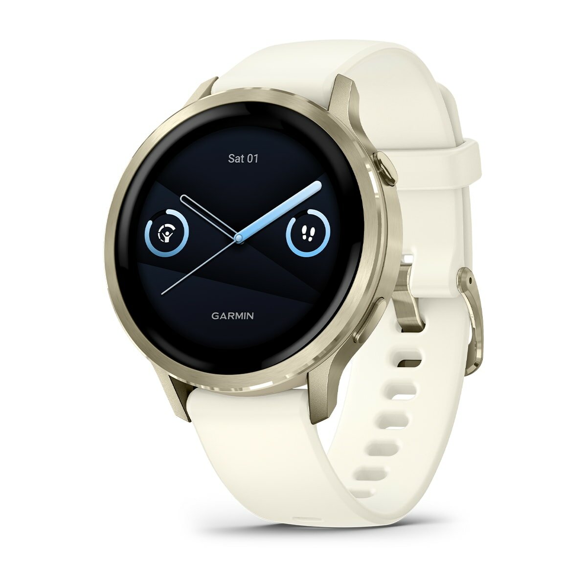 Умные часы Garmin Venu 4 - 41 мм, лунно-золотистый с силиконовым ремешком цвета слоновой кости