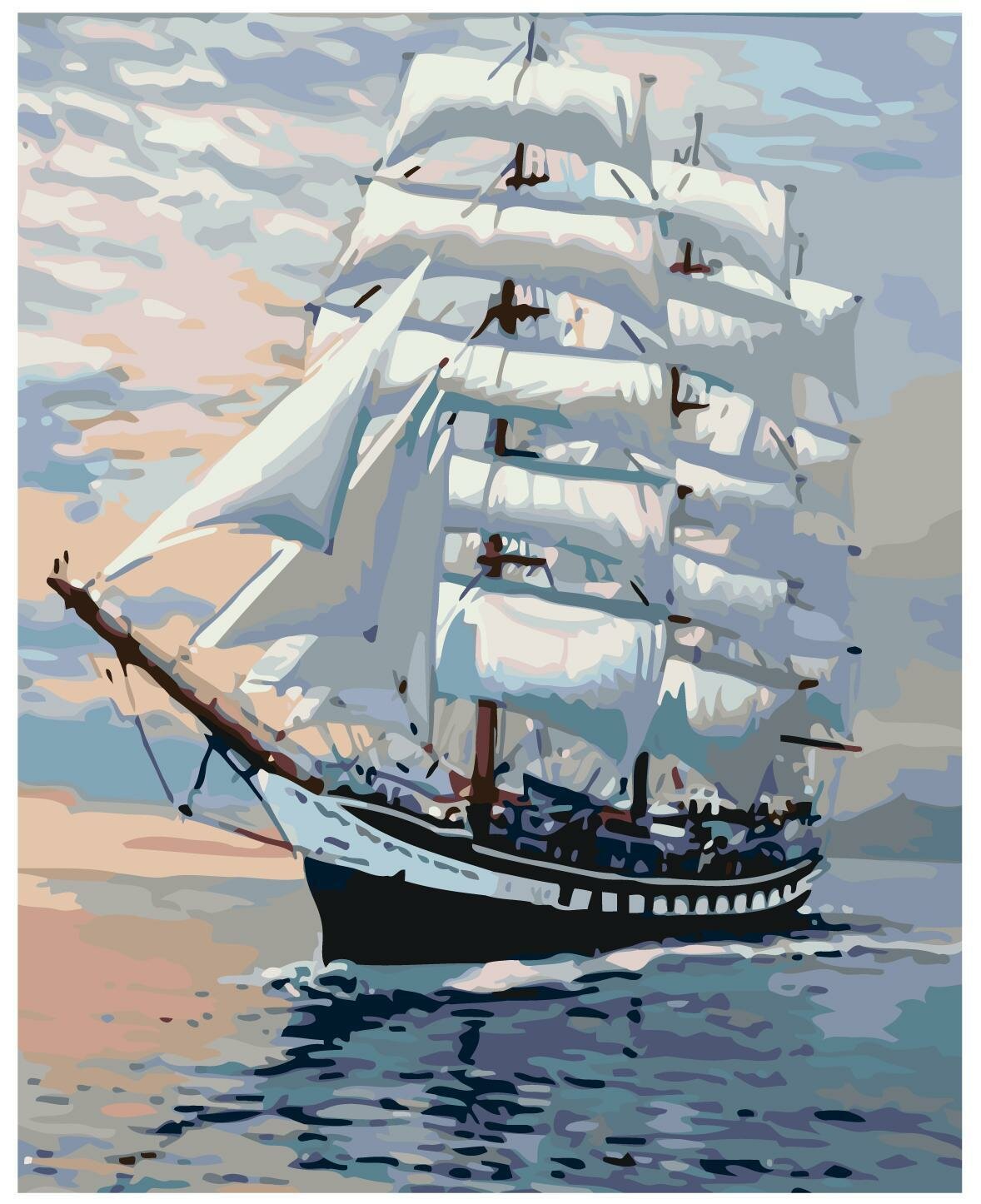 Картина по номерам, 40 x 50, KTMK-05003, корабль, паруса, море, пейзаж, борт