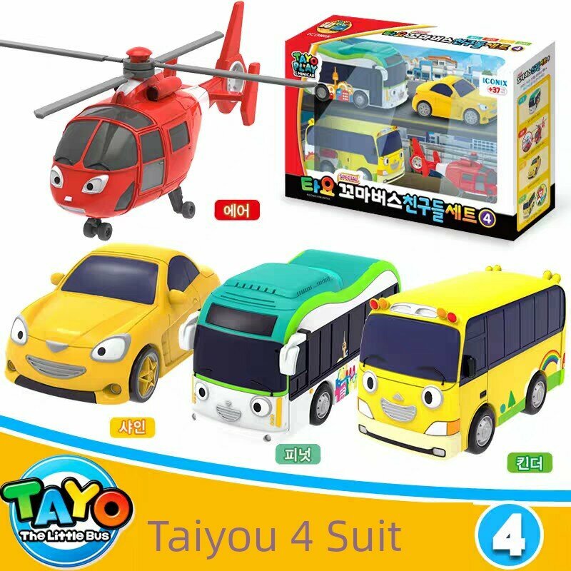Набор Tayo из 4 мини-моделей, включает скорую и автобус для детей