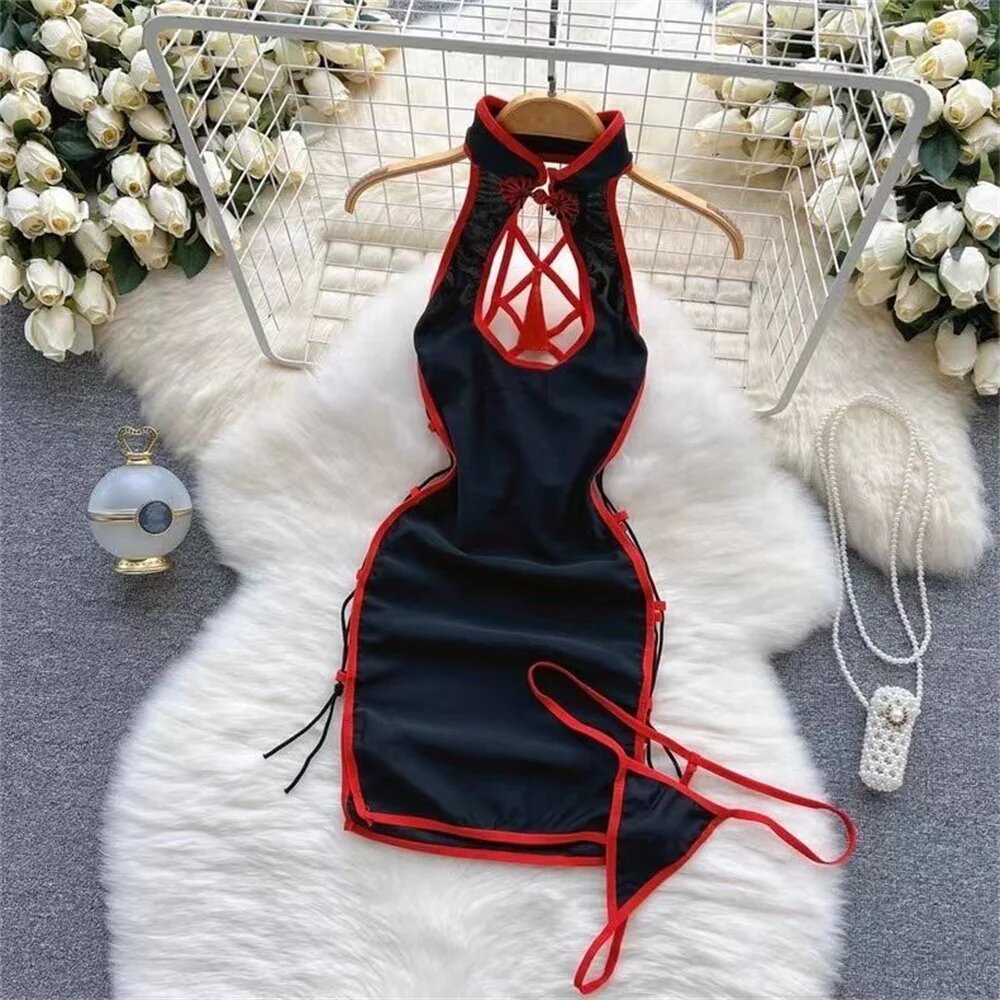 Платье qipao черное SUYISODA, размер S