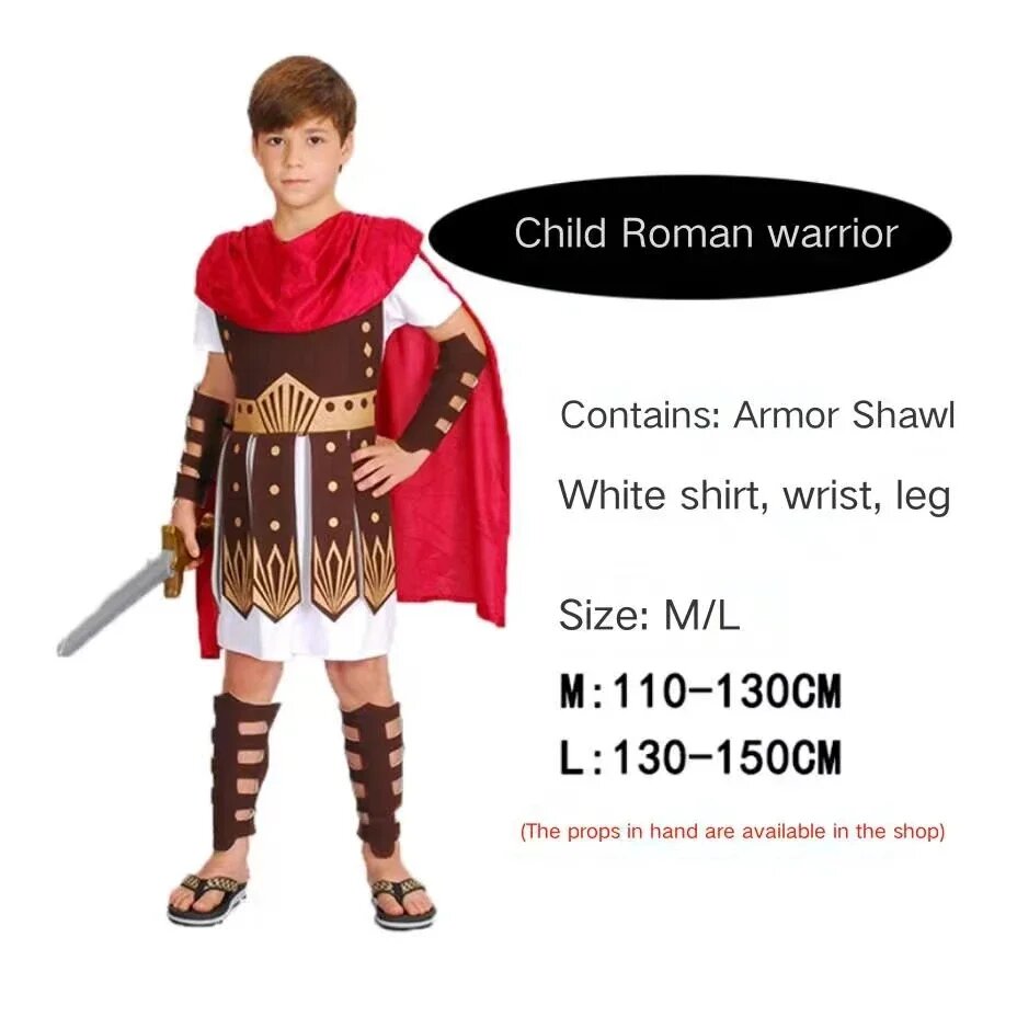 Костюм Римского Воина из полиэстера M, Child Roman Warrior