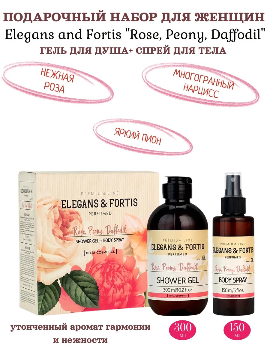 Косметический набор Elegans and Fortis"Rose, Peony, Daffodil"