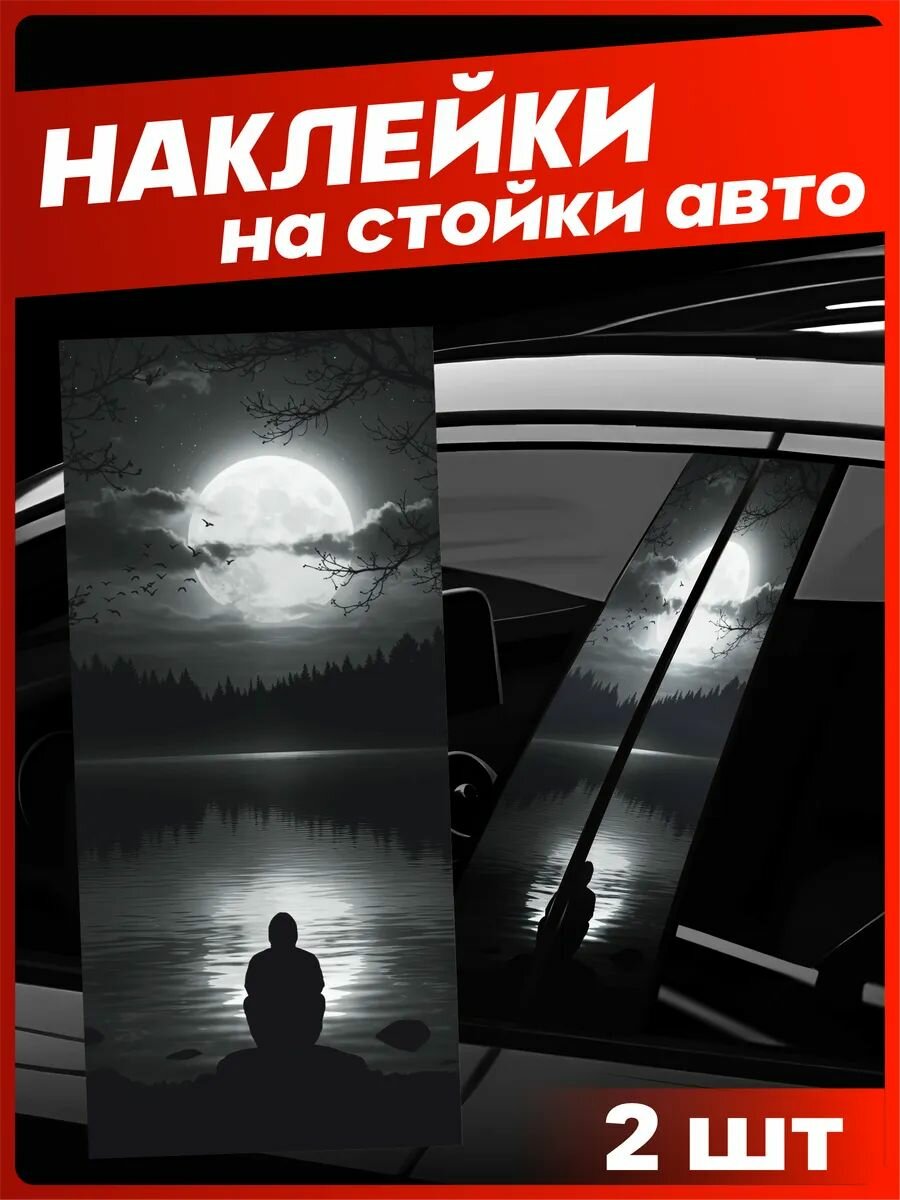 Наклейки на стойки дверей авто Луна