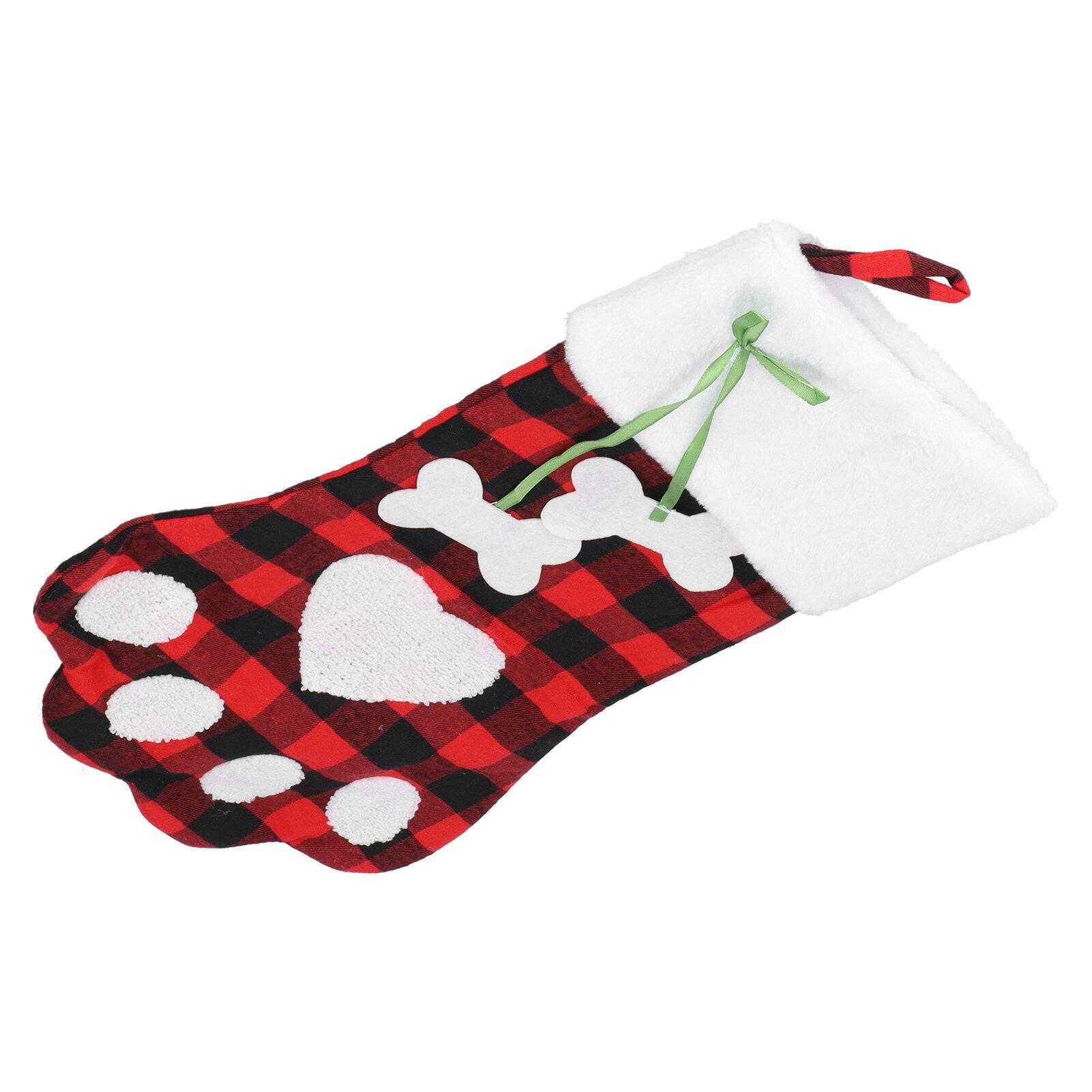 Рождественские чулки в виде лапы, милые подвесные рождественские чулки в виде собачьей лапы для праздника, рождественские украшения, черно-красная клетка