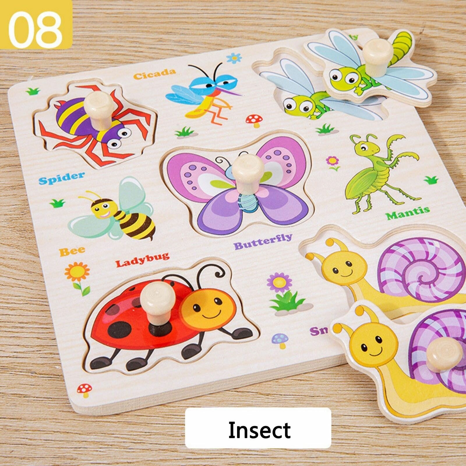 Пазлы, Деревянный пазл с цифрами и буквами для раннего обучения и воспитания ребенка