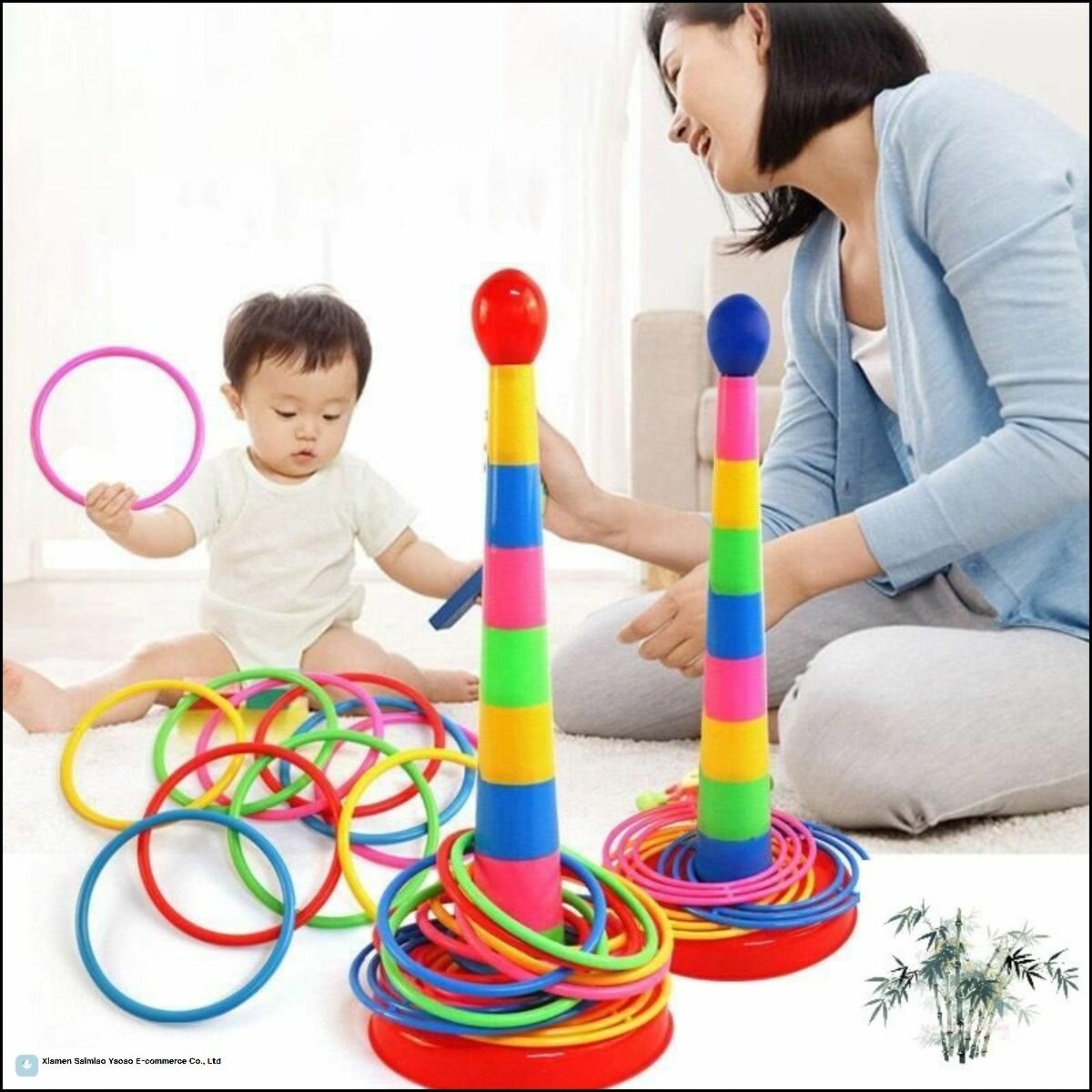 Кольцеброс детский игровой набор (1 башня + 12 кругов)