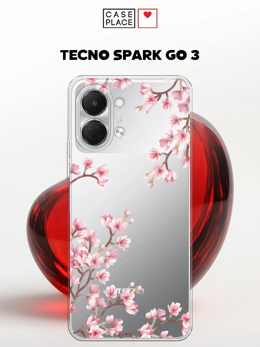 Чехол на Tecno Spark Go 3 / Текно Спарк Го 3 с принтом Весенняя сакура