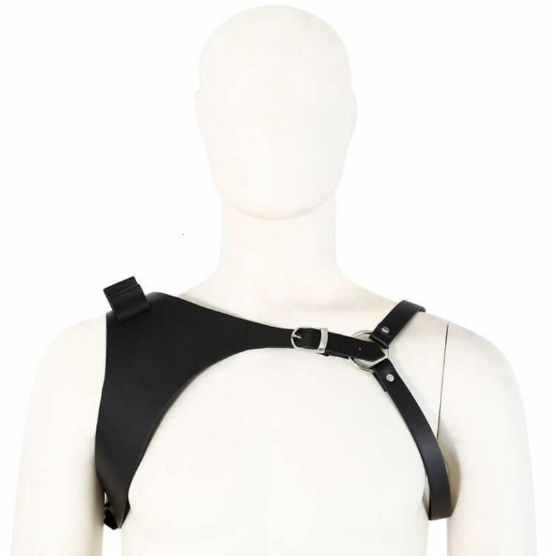 Мужской кожаный корсет в панк-стиле для ночных вечеринок, Черный