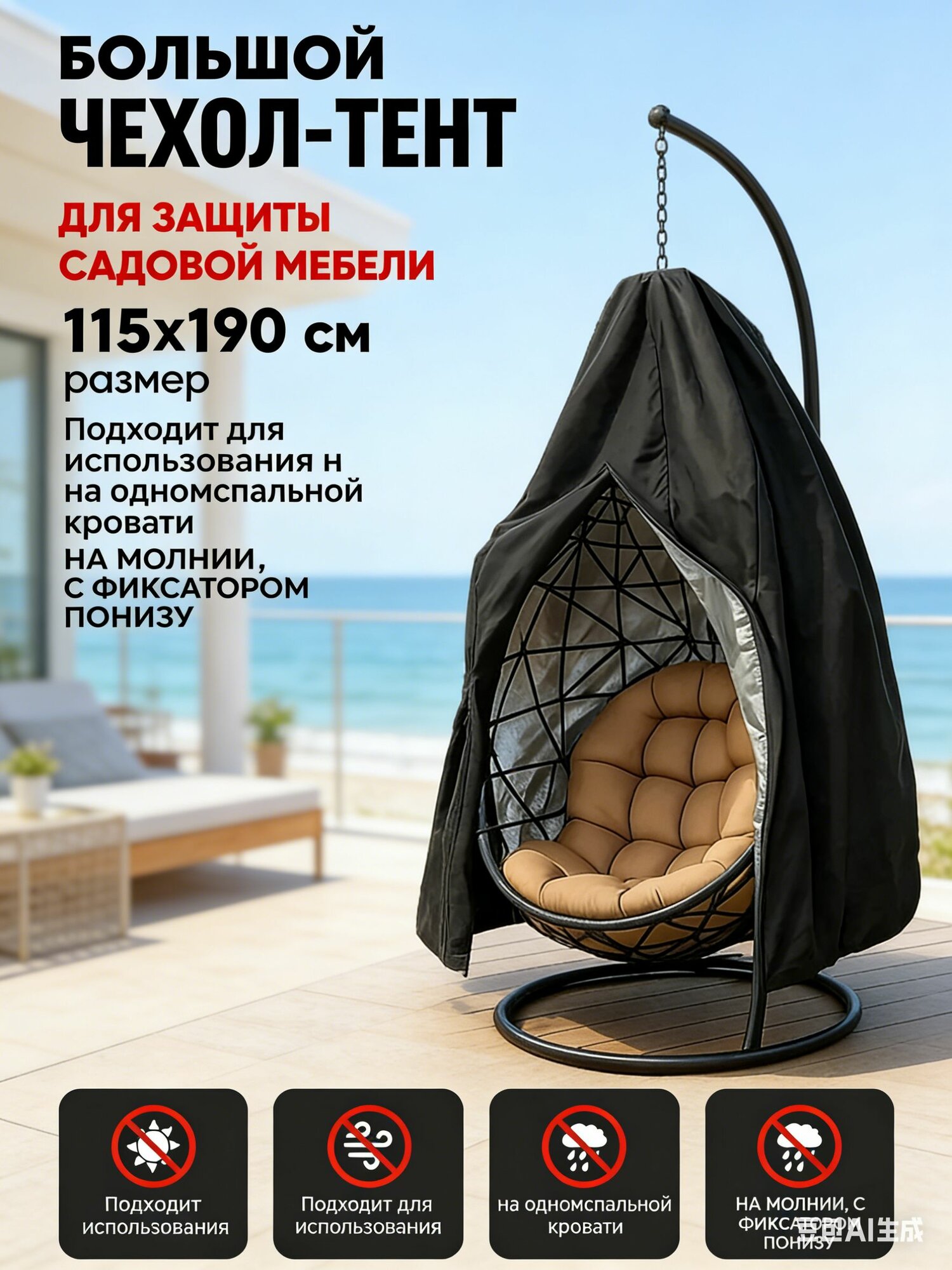 Чехол для мебели, черный матовый