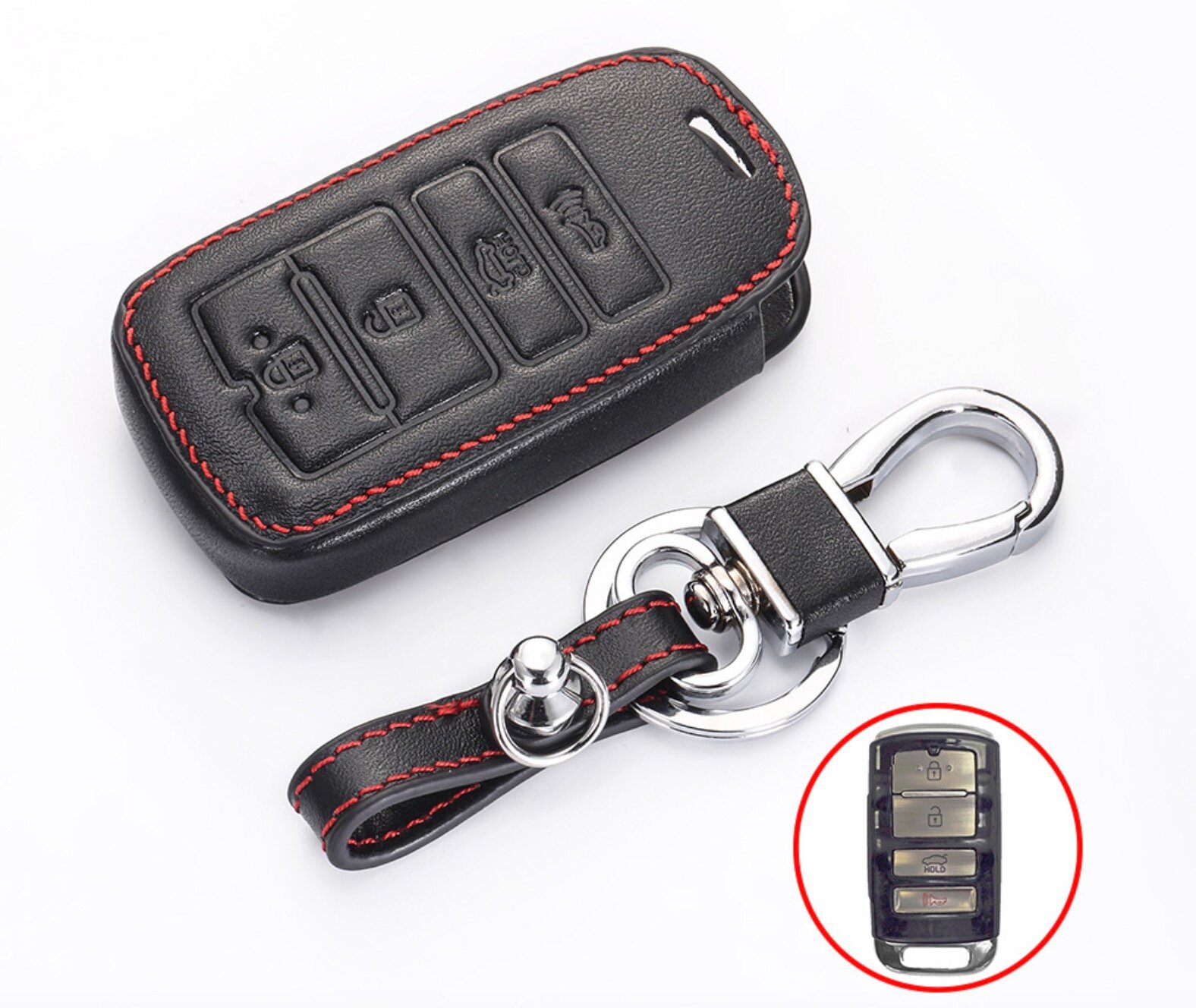 Кожаный чехол с брелком для автомобильного ключа KIA K900, К9, Sorento 3 (prime), Cerato, K5, Stinger, Sportage, Mohave