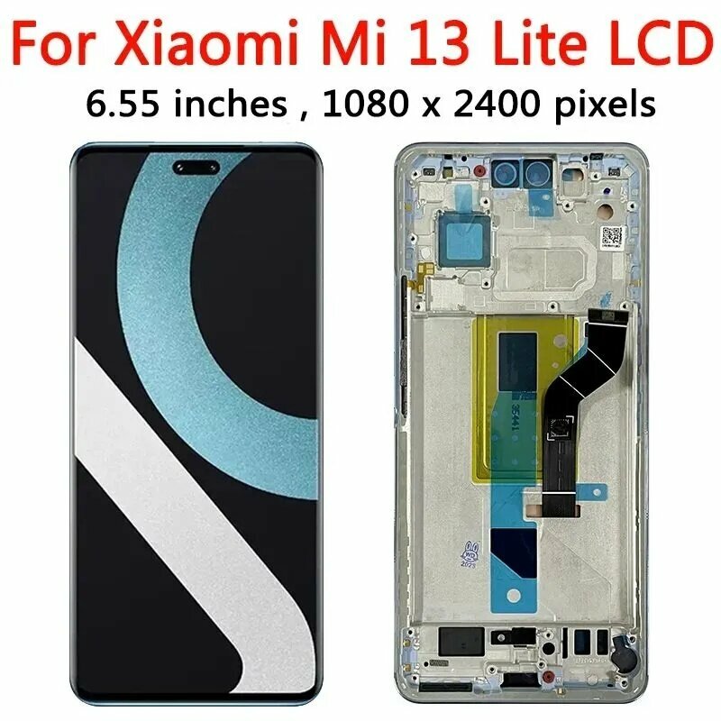 AMOLED для Xiaomi Mi 13 Lite LCD дисплей сенсорный экран с рамкой, розовый