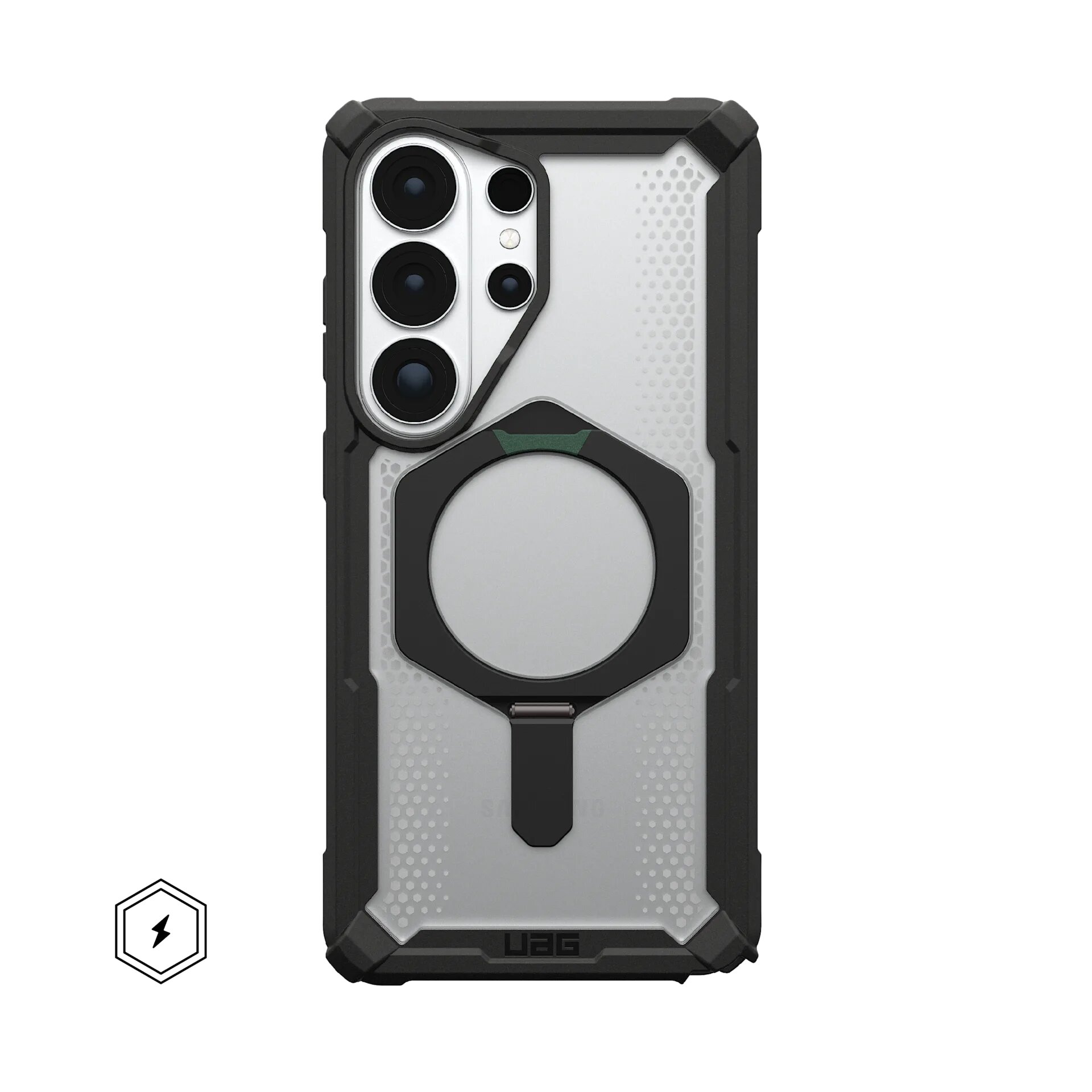 Защитный прозрачный чехол MagSafe с подставкой UAG Plasma XTE для Samsung Galaxy S26 Ultra Чёрный/Прозрачный Black/Clear