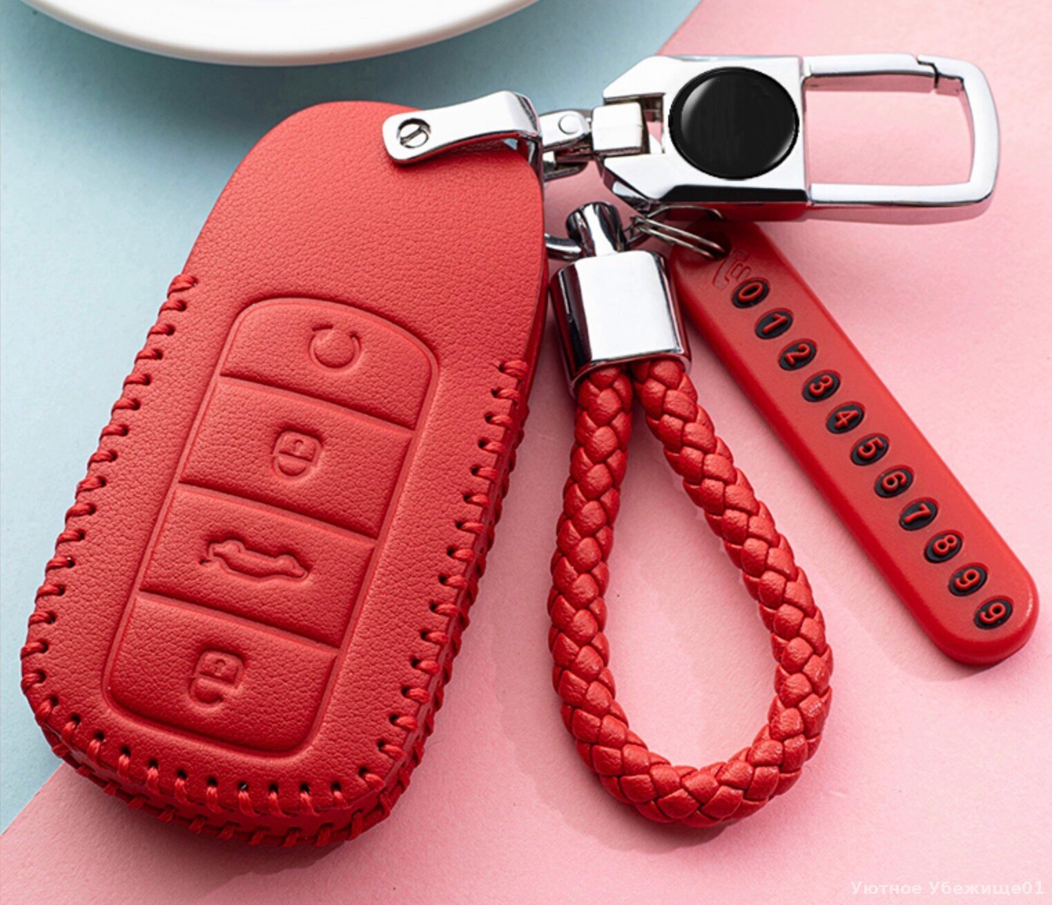 Защитный красный кожаный чехол брелок для автомобильного смарт ключа Chery Tiggo 4 7 8 PRO футляр из натуральной кожи