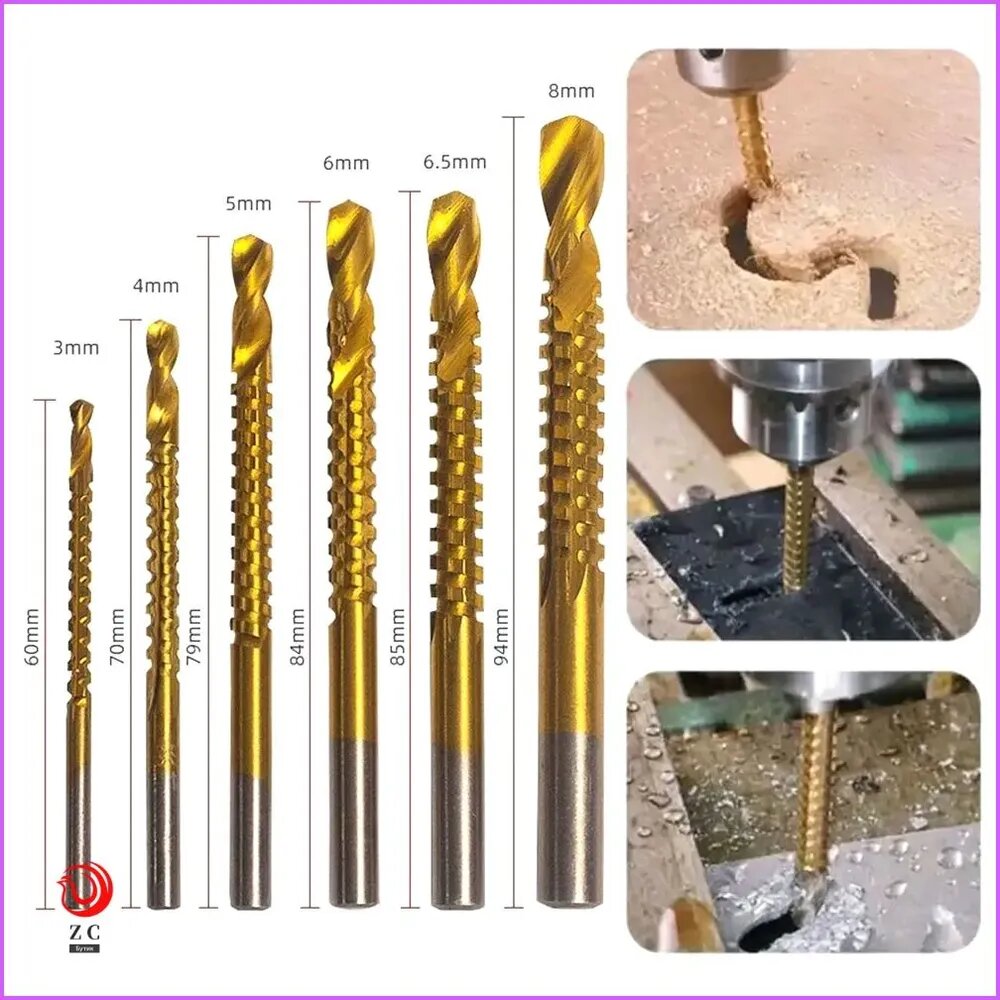 "Кукуруза" Сверло фреза по дереву и металлу, набор 6 штук (3-8 мм)