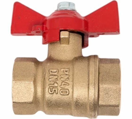 Кран шаровой Valfex N/P59 бирка для воды, 1/2" ВР/ВР, ручка-бабочка, латунный 11Б27фт1М, 96/24 VF.217. LB1.012. N/P59. Bir