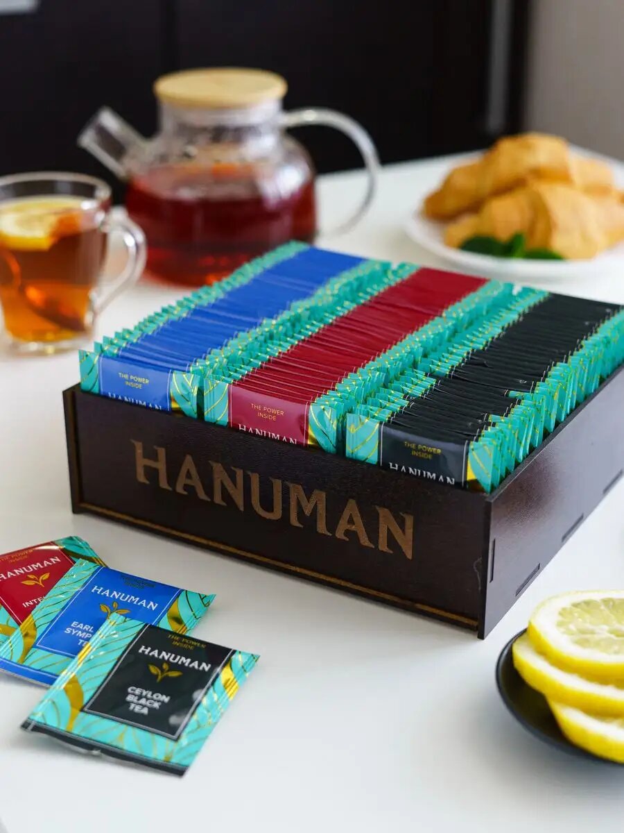 Набор чая ассорти Hanuman, чёрный, бергамот, земляника 100 пакетиков