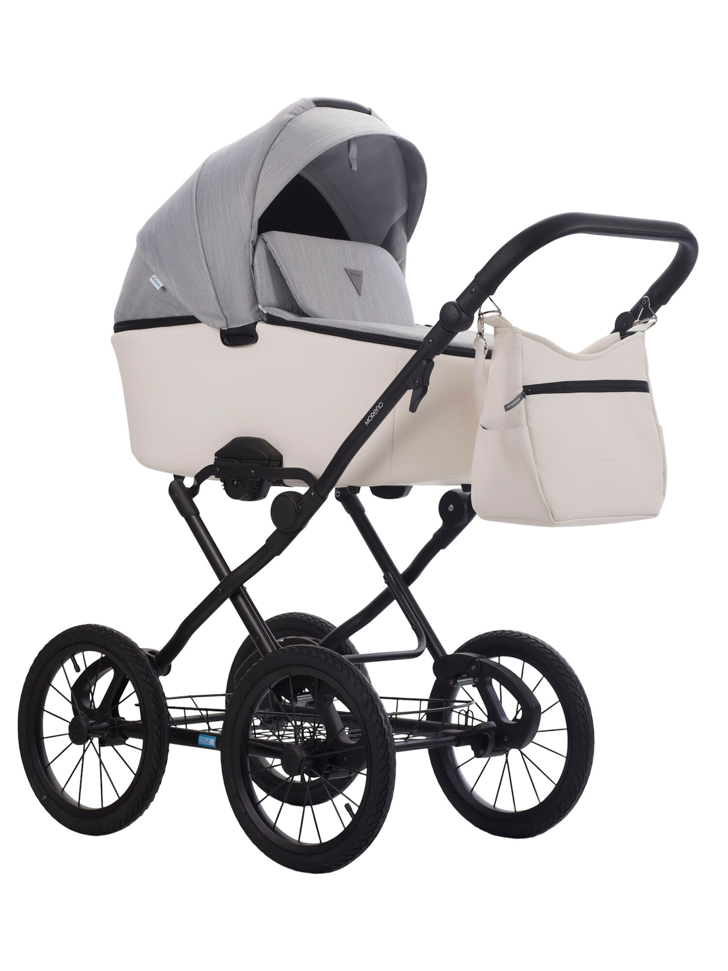 Коляска детская универсальная 2 в 1 Aroteam Moreno SL NEW, всесезонная, с большими надувными колесами, 07 серо-белая