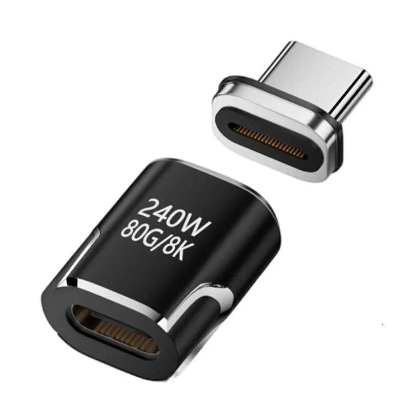 Мини магнитный адаптер Type-C 240W 80Gbps, Черный