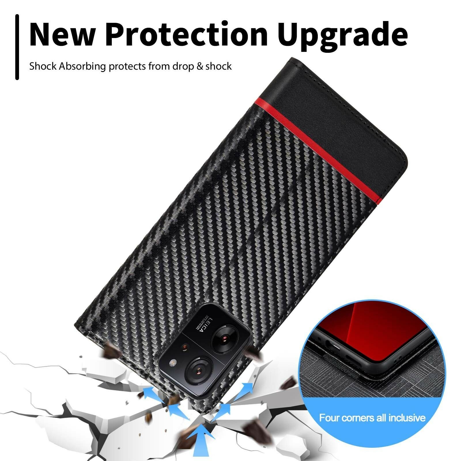 Чехол-книжка MyPads LCIMEEKE для Xiaomi 14T Pro с защитой от падений и карбоновым покрытием