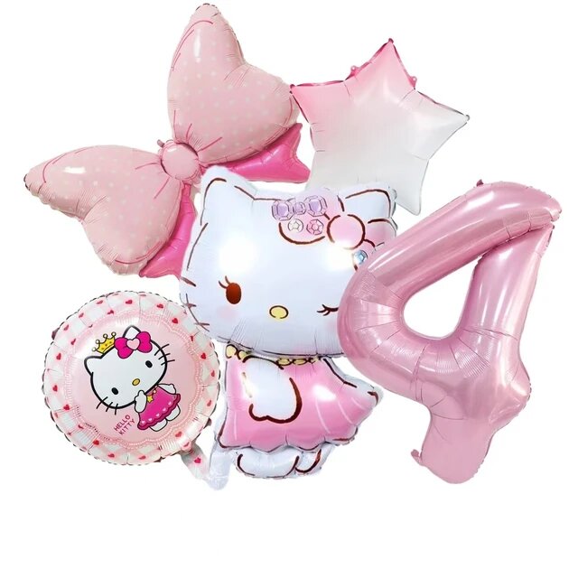 Украшения для дня рождения в стиле Hello Kitty, милый набор фольгированных воздушных шаров в виде цифры 32 дюйма с изображением кота Hello Kitty, игрушка в подарок на вечеринку в честь рождения девочки. Размер воздушного шара: Другой