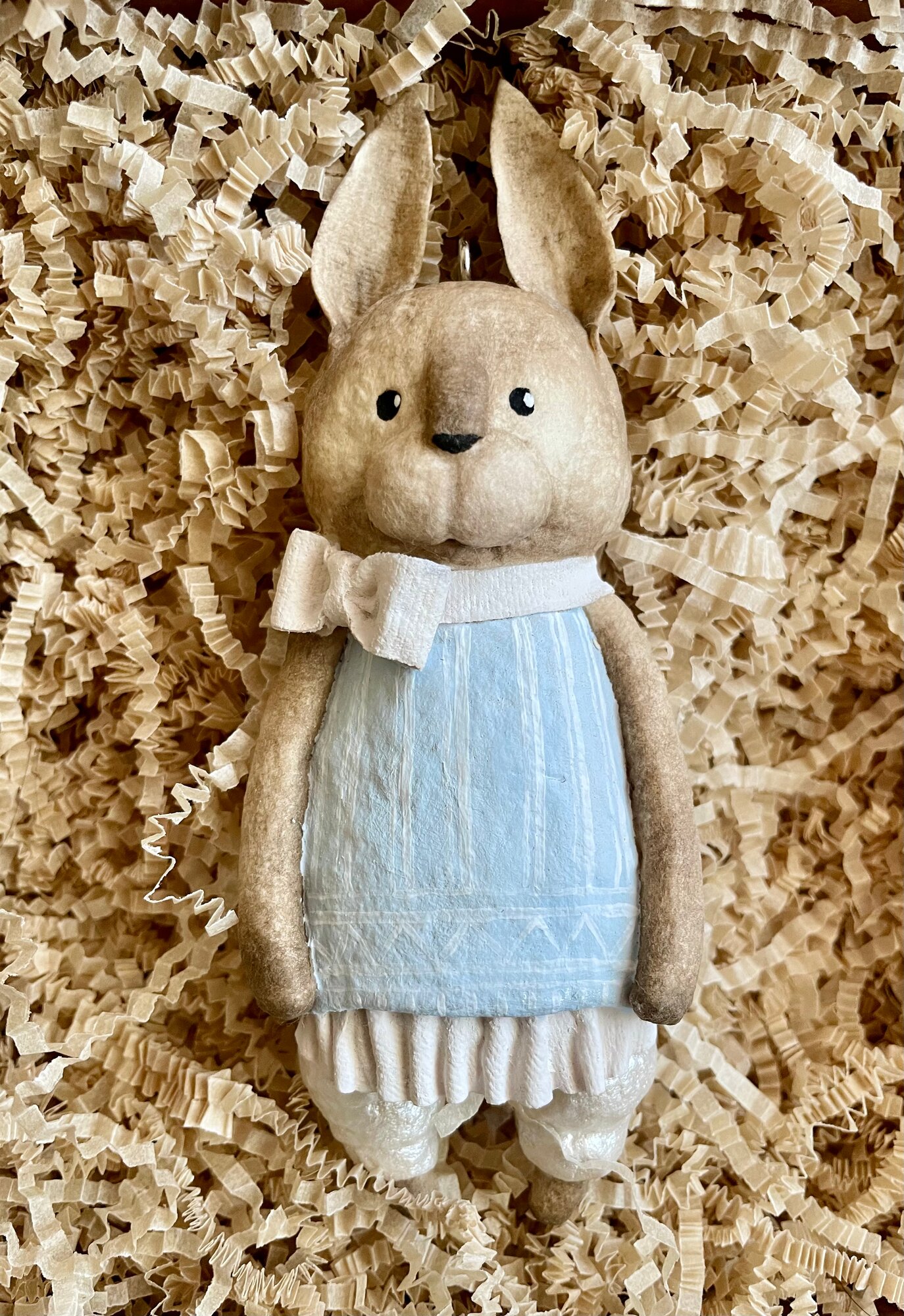 Ватная ёлочная игрушка / пасхальное украшение Зайка. Коллекция Пасха. Ручная работа