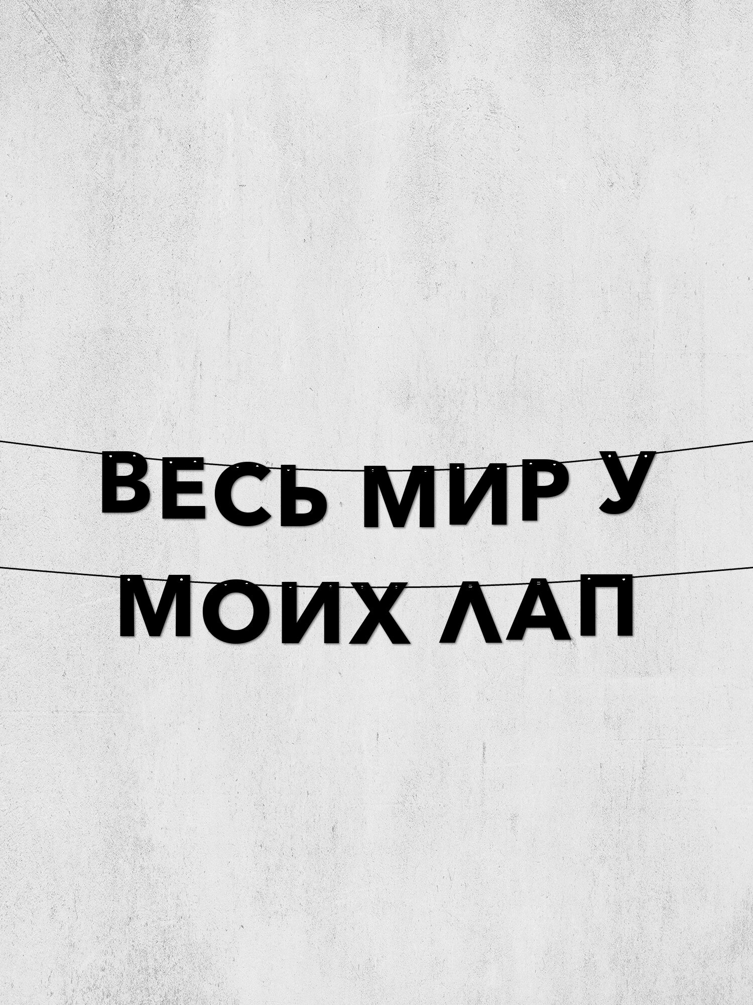 Гирлянда из букв Весь мир у моих лап - Декор для комнаты подростка, 10 см, долговечный материал