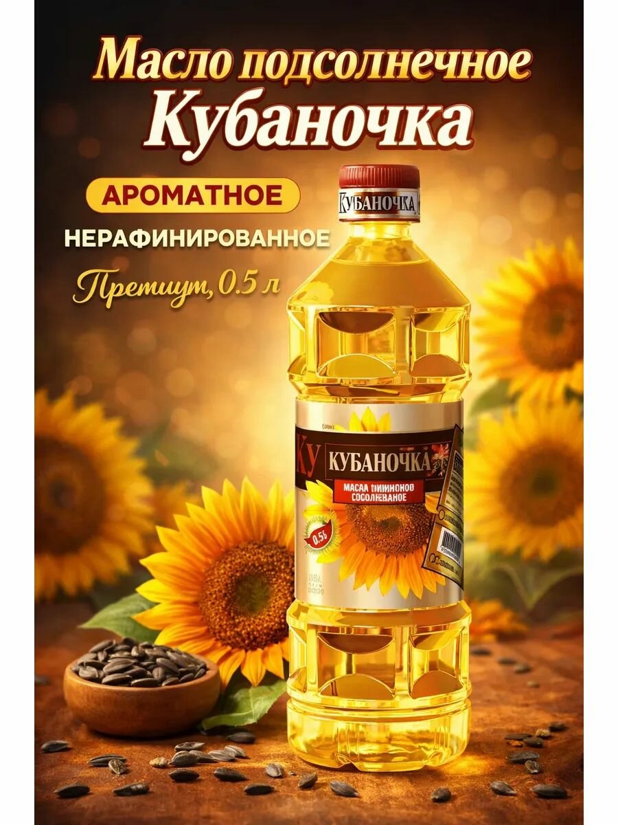 Масло подсолнечное Нерафинированное ароматное 0.5л
