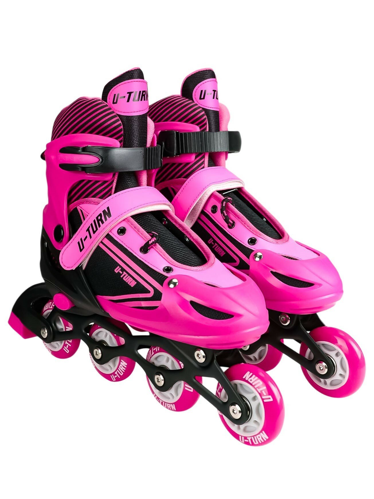 Роликовые коньки раздвижные Street (черно-розовые) с сумкой (раздвижные, размер 39-42) (арт. РЛК-2613)