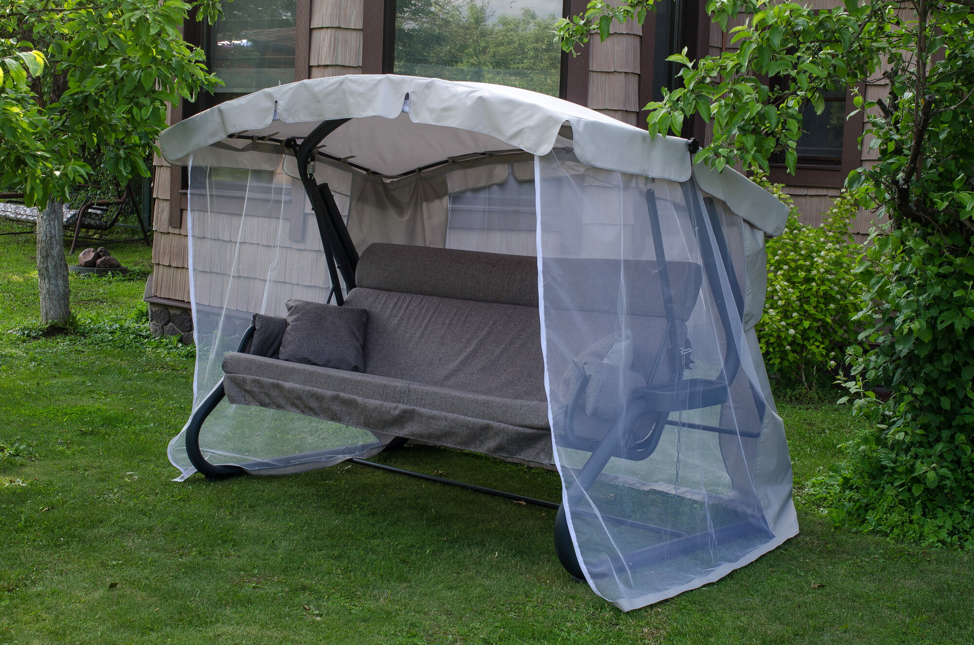 Качели Удачная Мебель Империя, садовые, металлические, 4 места в цвет графит