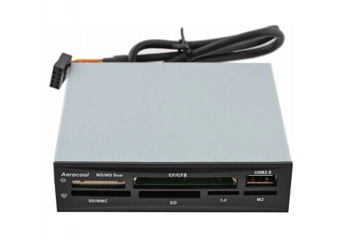 Карт-ридер внутренний Aerocool АТ-981 черный CF/CF II/MMC/SD/MS/MS Duo/XD/T-F/M2 (6 slot)