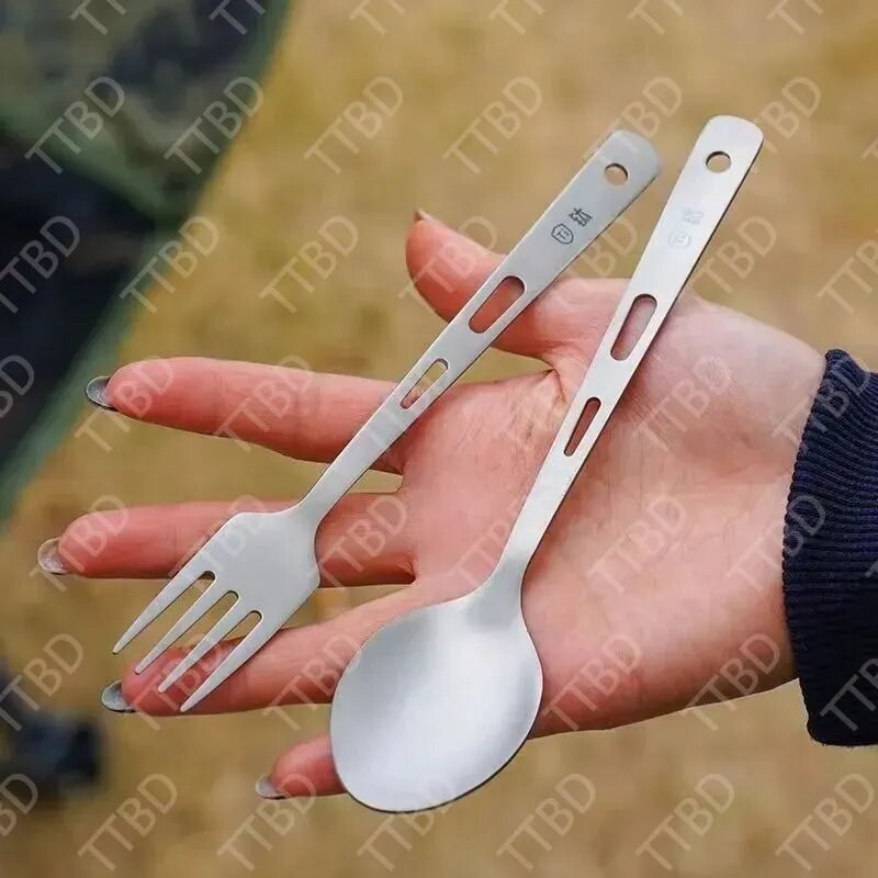 Туристические приборы для еды, HWZBBEN, титановая ложка, вилка