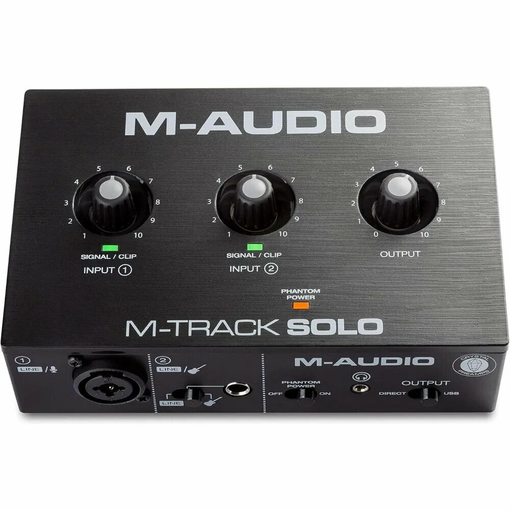 M-Audio M-Track Solo Аудиоинтерфейс USB для записи, потоковой передачи мультимедиа и подкастинга, с входами XLR, line и DI, а также набором программного обеспечения